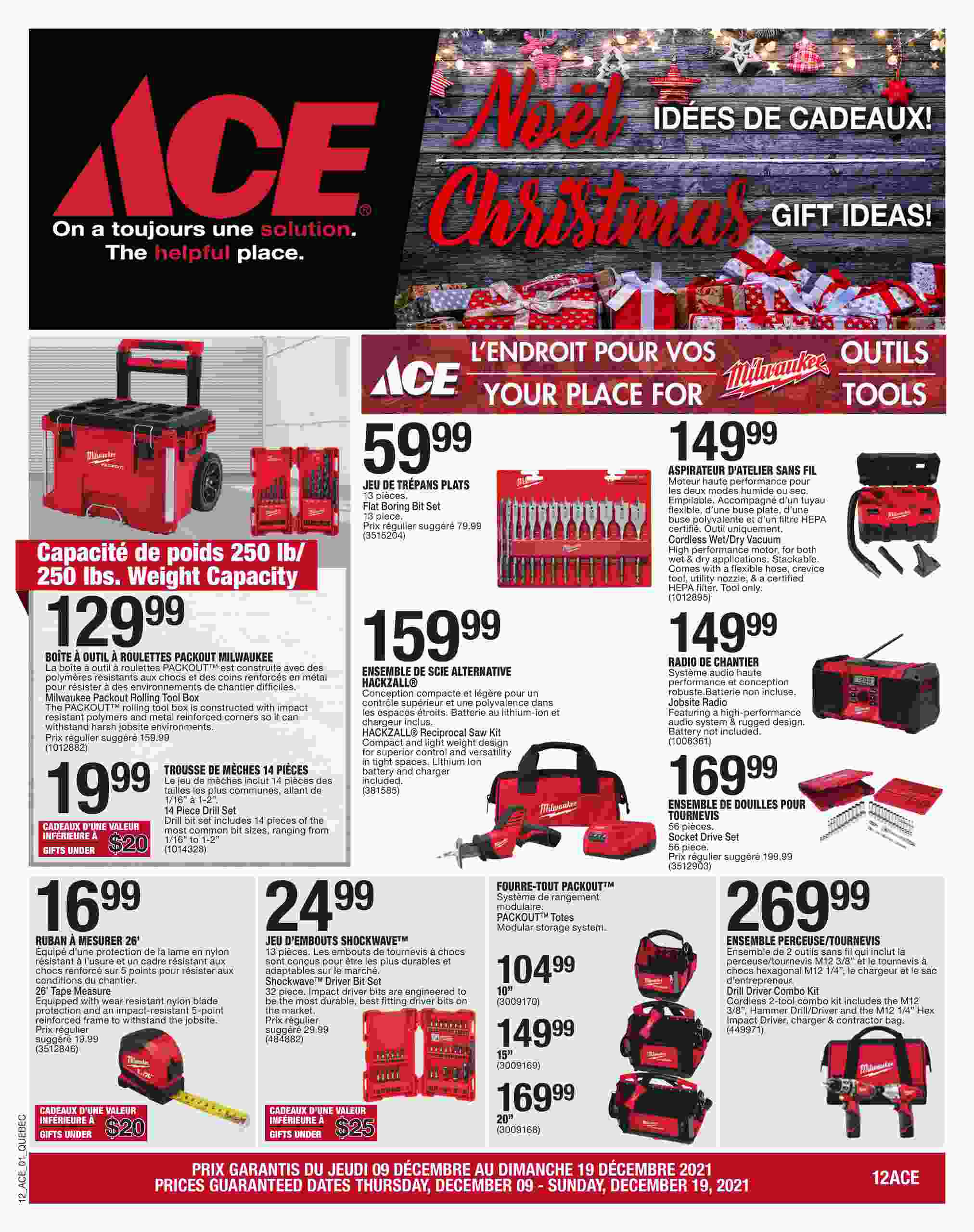 Circulaire Ace Hardware Canada Décembre 9 - 20 2021