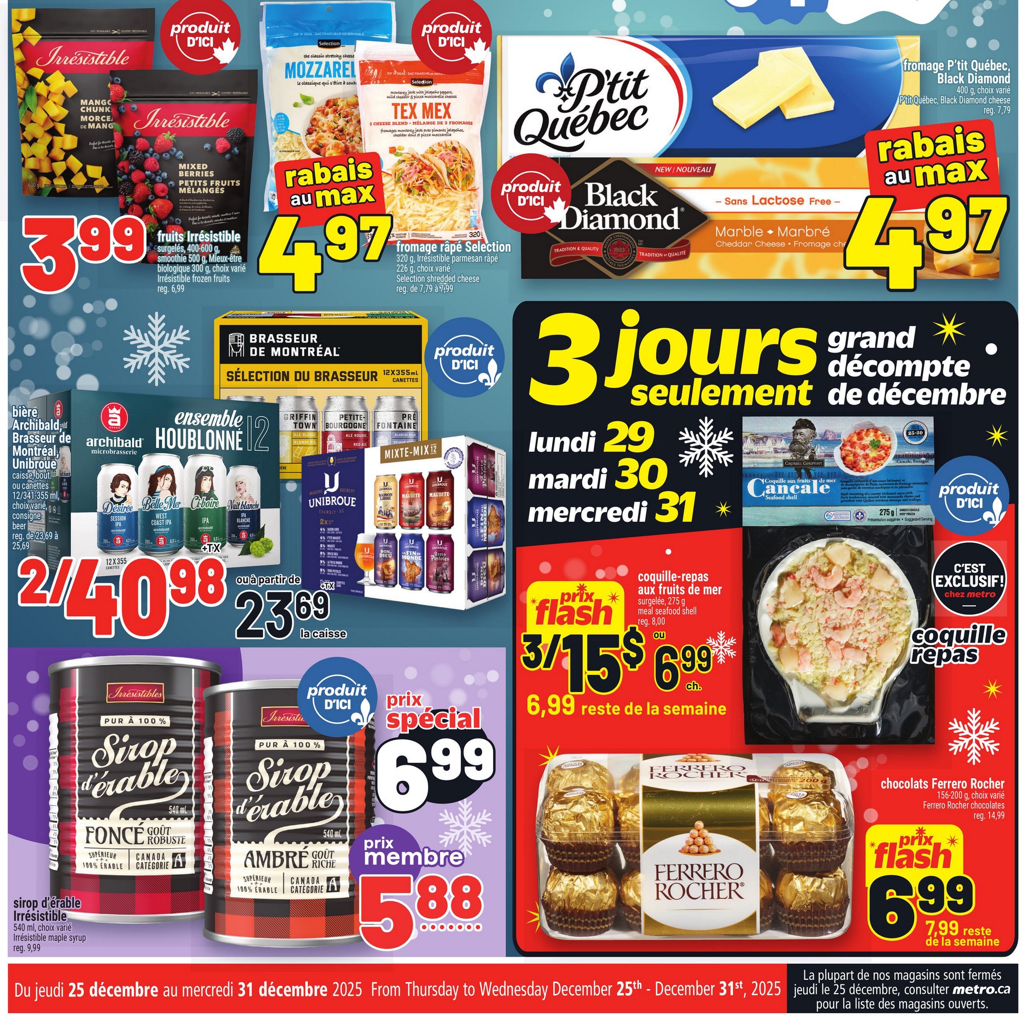 Circulaire Metro Décembre 25 2025 - Janvier 1 2026