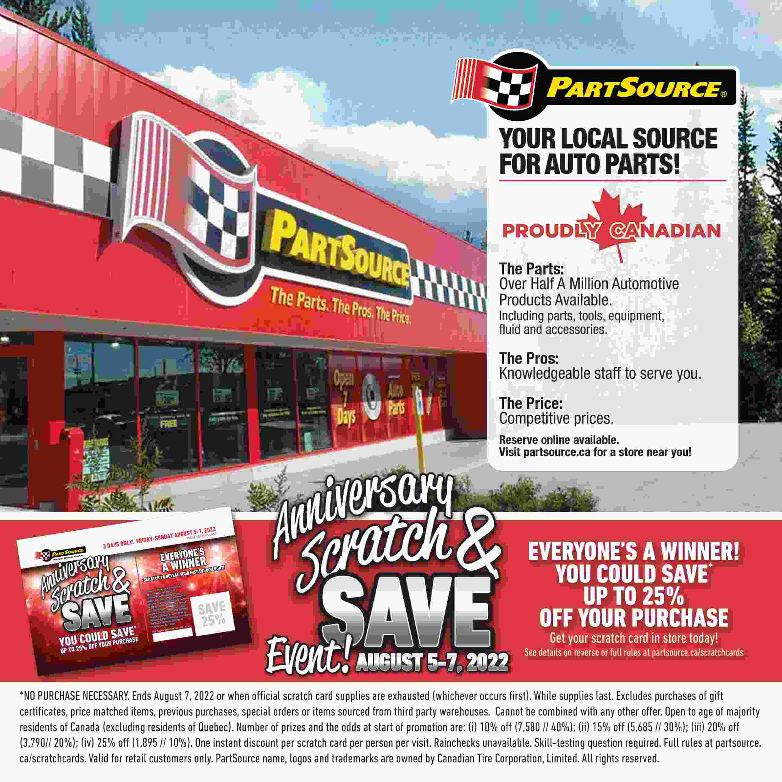 PartSource Flyer (ON) August 5 - 7 2022