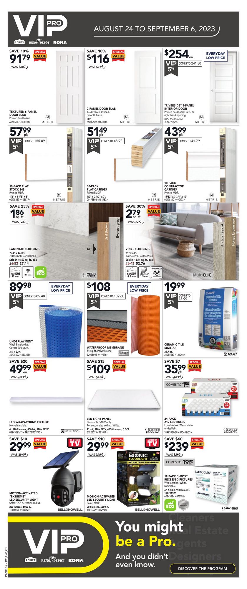 RONA Flyer (ON) VIP August 24 - September 6 2023