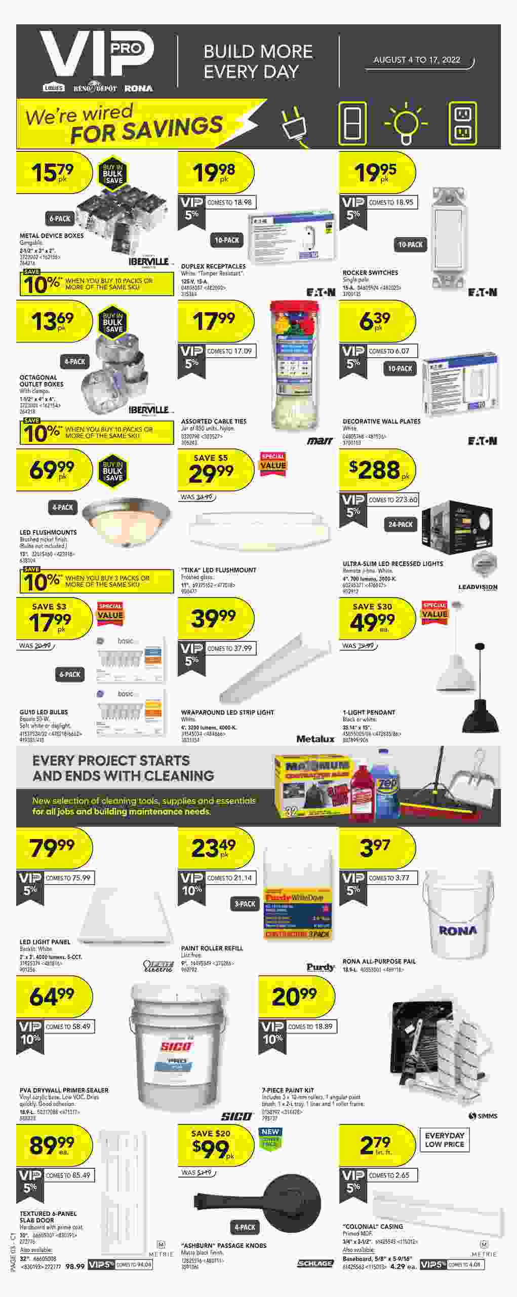 RONA Flyer (ON) VIP August 4 - 17 2022