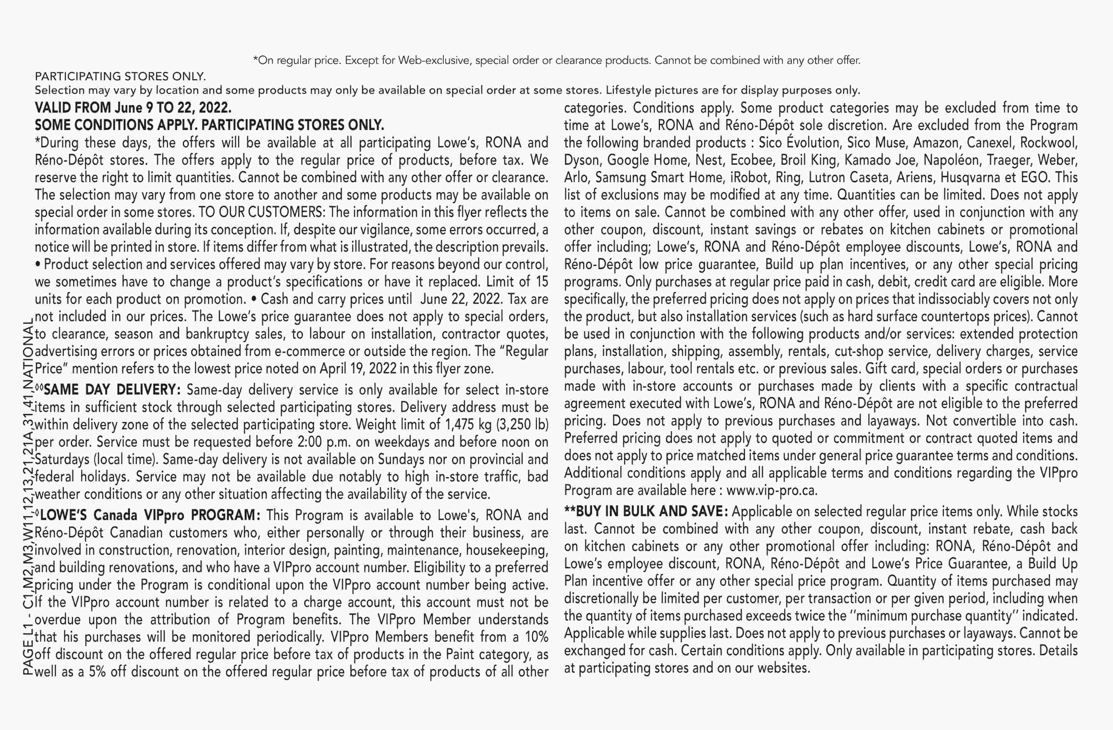 RONA Flyer (ON) VIP June 9 - 22 2022