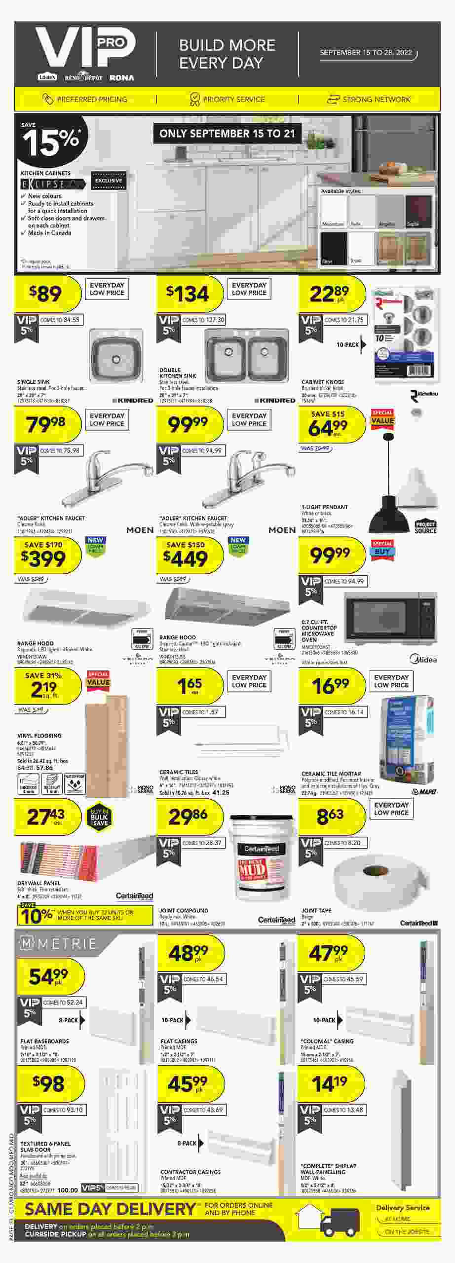 RONA Flyer (ON) VIP Pro September 15 - 28 2022