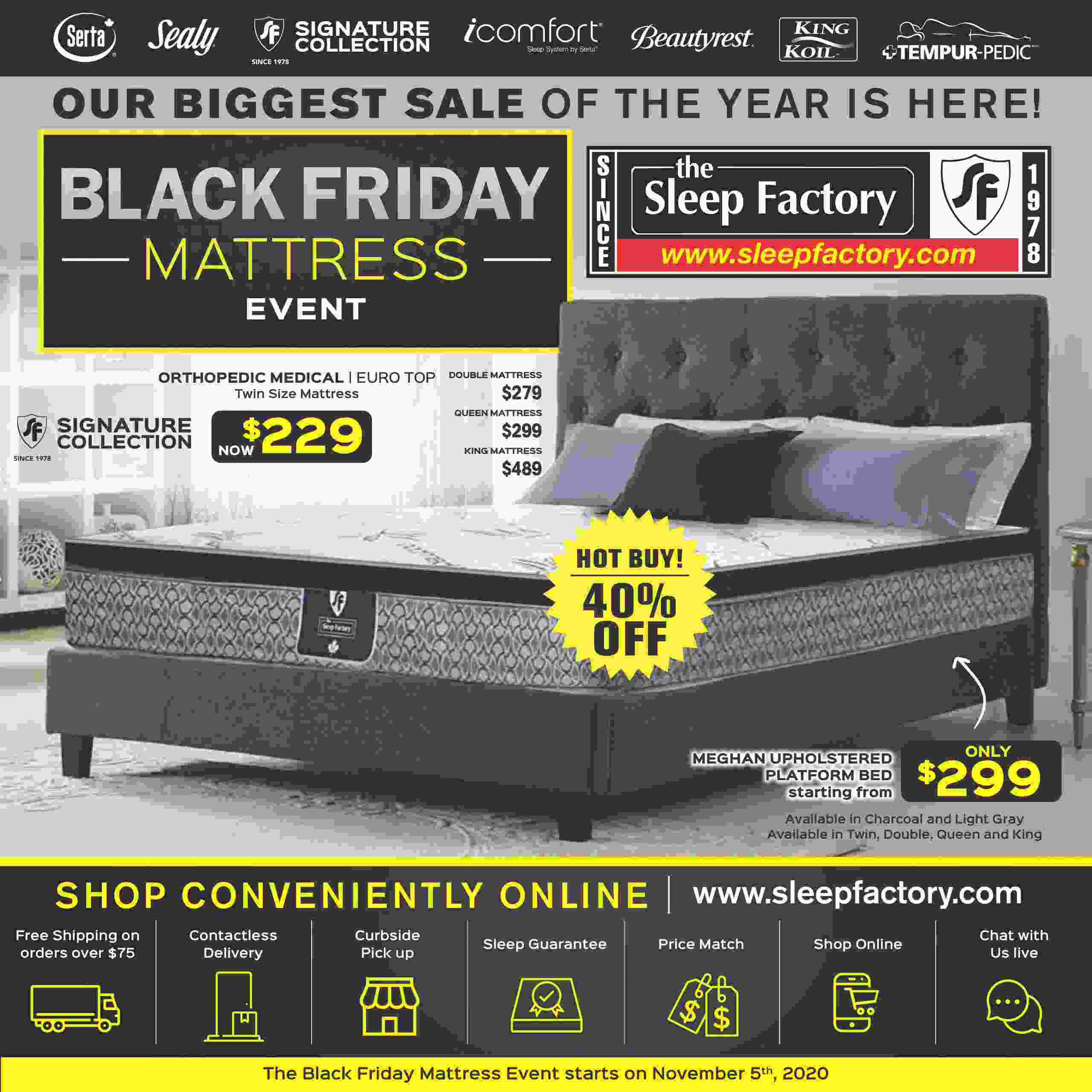 The Sleep Factory Flyer (ON) Black Friday November 5 - December 10 2020