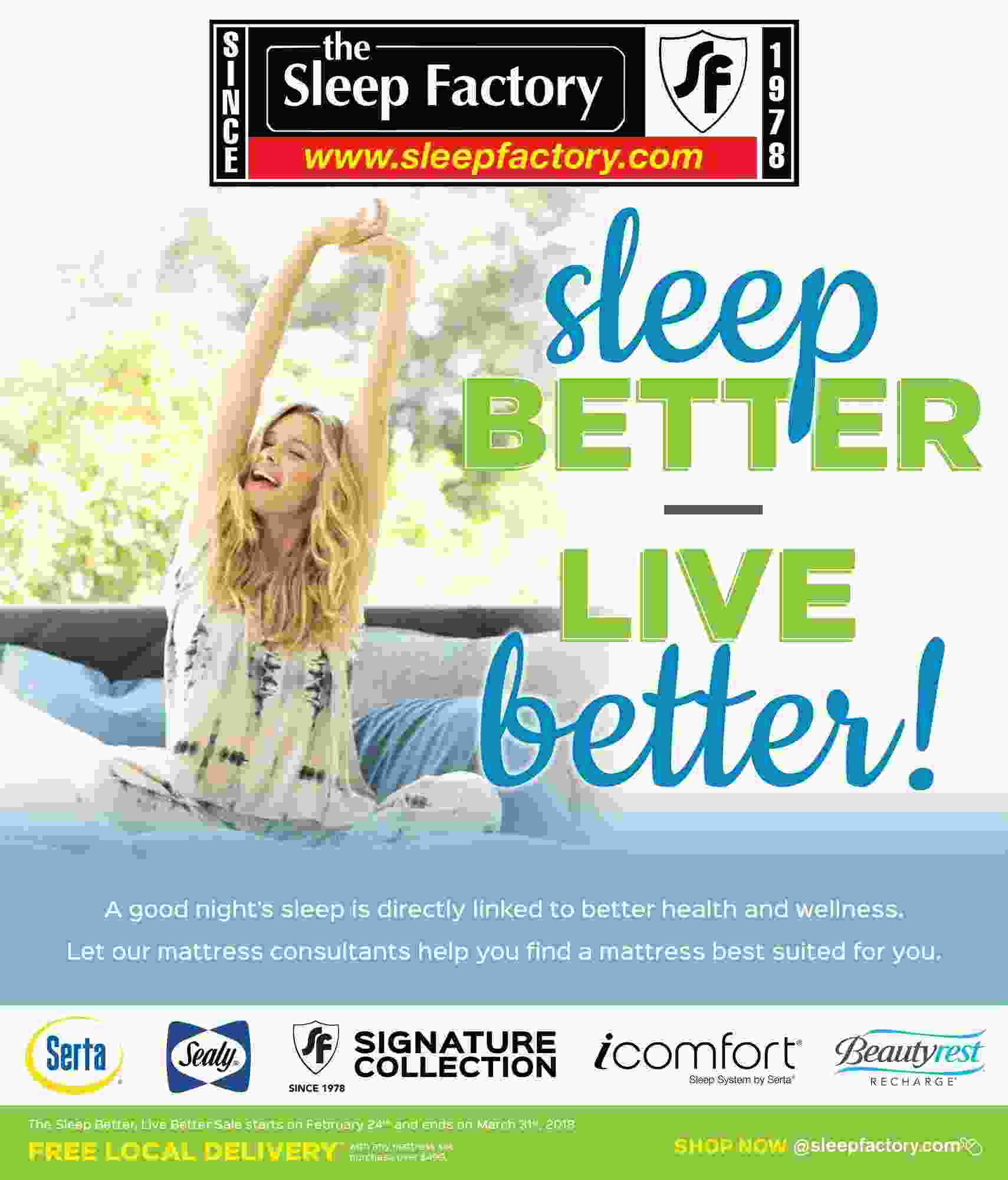 The Sleep Factory Flyer (ON) February 24 - March 31 2018