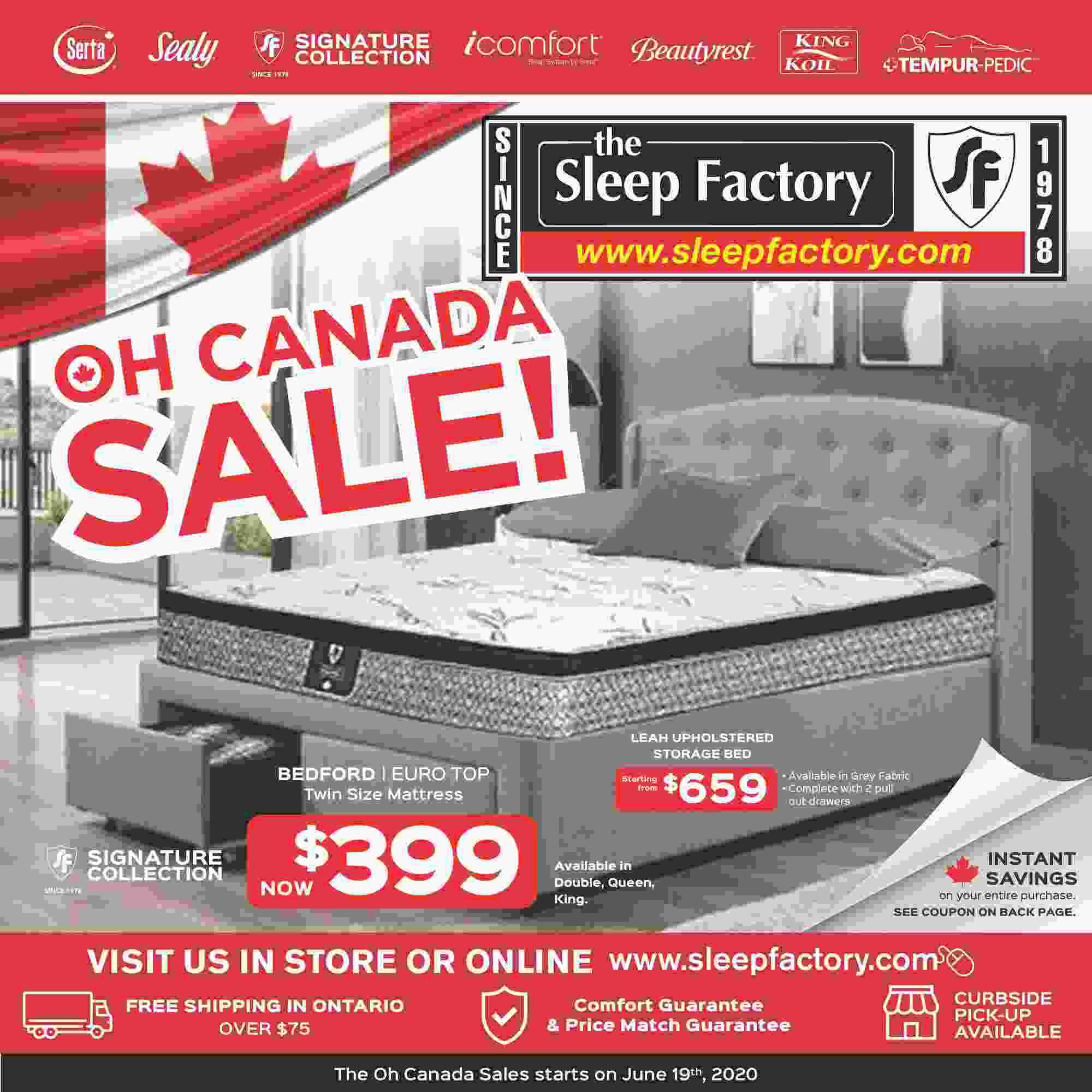 The Sleep Factory Flyer (ON) June 19 - July 31 2020